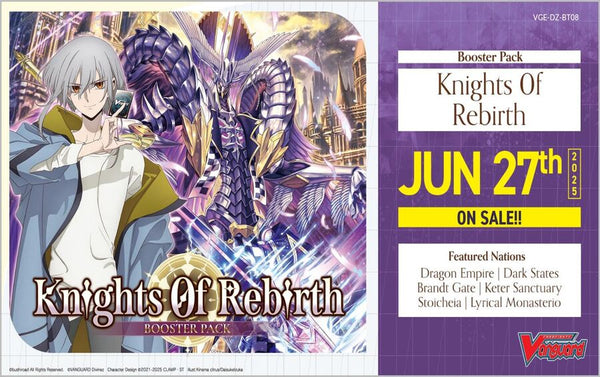 Cardfight! Vanguard - DZ-BT08 Knights 0f Rebirth Booster Box Case (20 – Eclipse Games Pty Ltd
